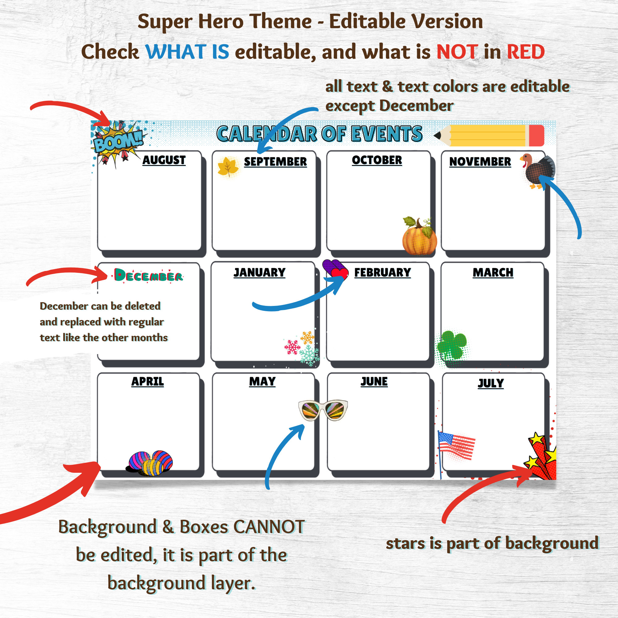 School Year Calendar Pto Template
