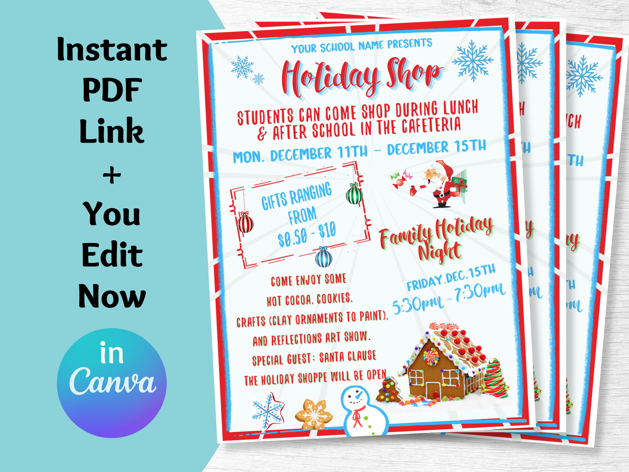 EDITABLE Christmas Invitation, Holiday Party Flyer, Pta, Pto School ...