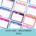2024 Printable Pink Disco Monthly Calendar Bundle, Wall Printable ...