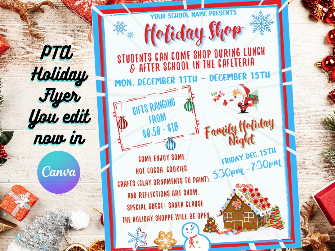 EDITABLE Holiday Festival Christmas Flyer, Pta, Pto, Poster Printable ...
