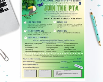 Editable PTO Sponsorship Form PTA Membership Flyer - Etsy