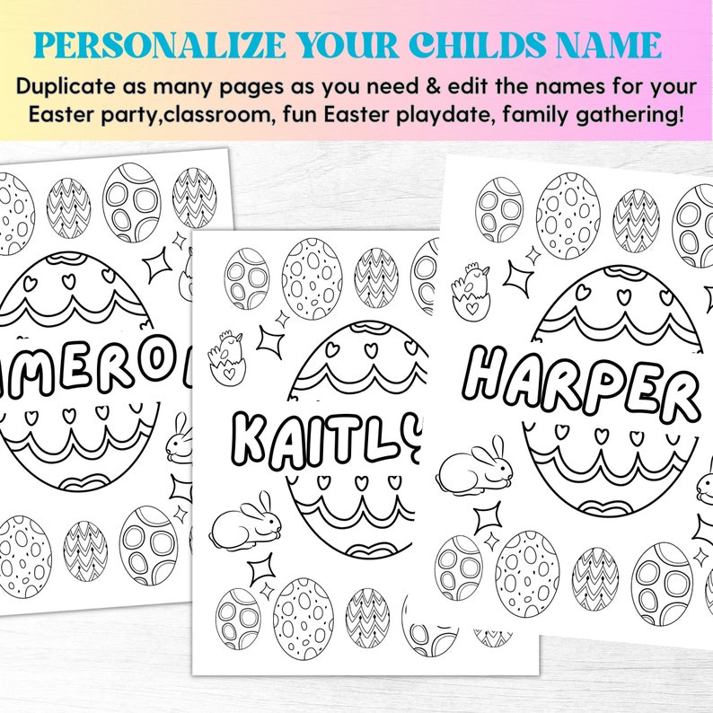Personalized Kids Easter Coloring Pages, Children's Coloring Pages for ...