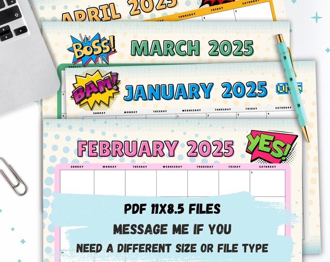 Editable Yearly PTO PTA Printable Calendars, Back to School, Undated ...