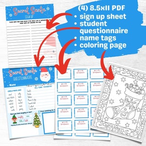 Secret Santa Questionnaire for Kids Printable, Christmas Gift Exchange ...