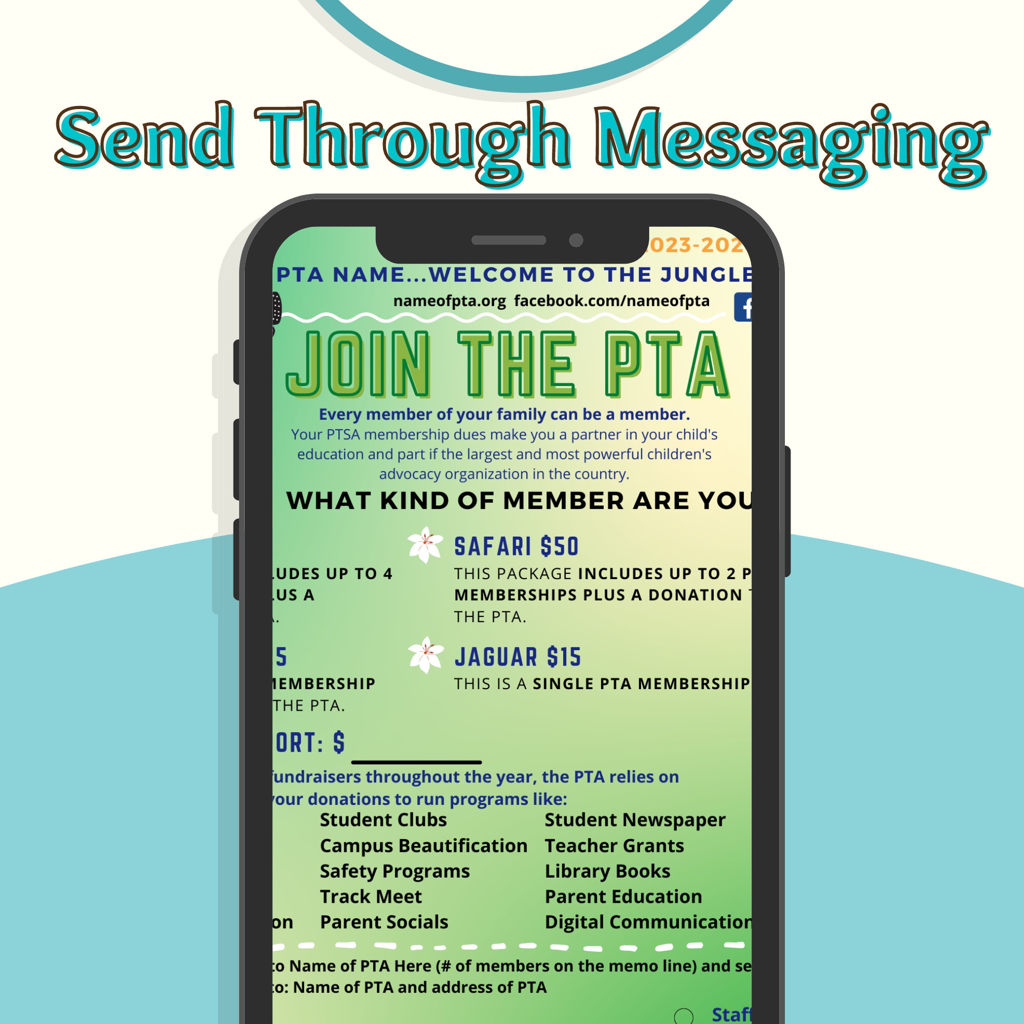 Safari Jungle Theme PTO Membership Flyer Editable PTA Form, Printable ...