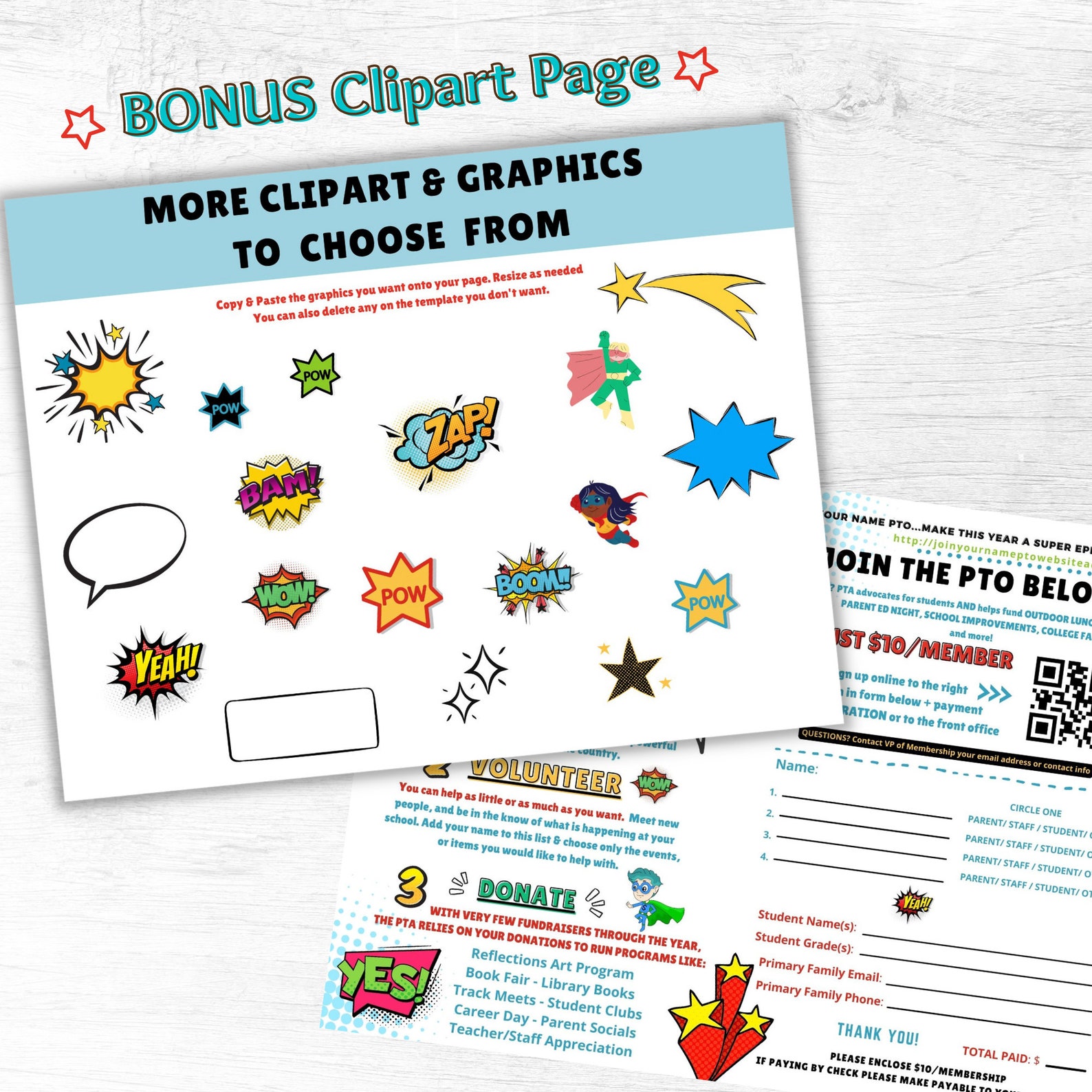 PTO Membership Flyer Editable PTA Form, Super Hero Theme Ready ...