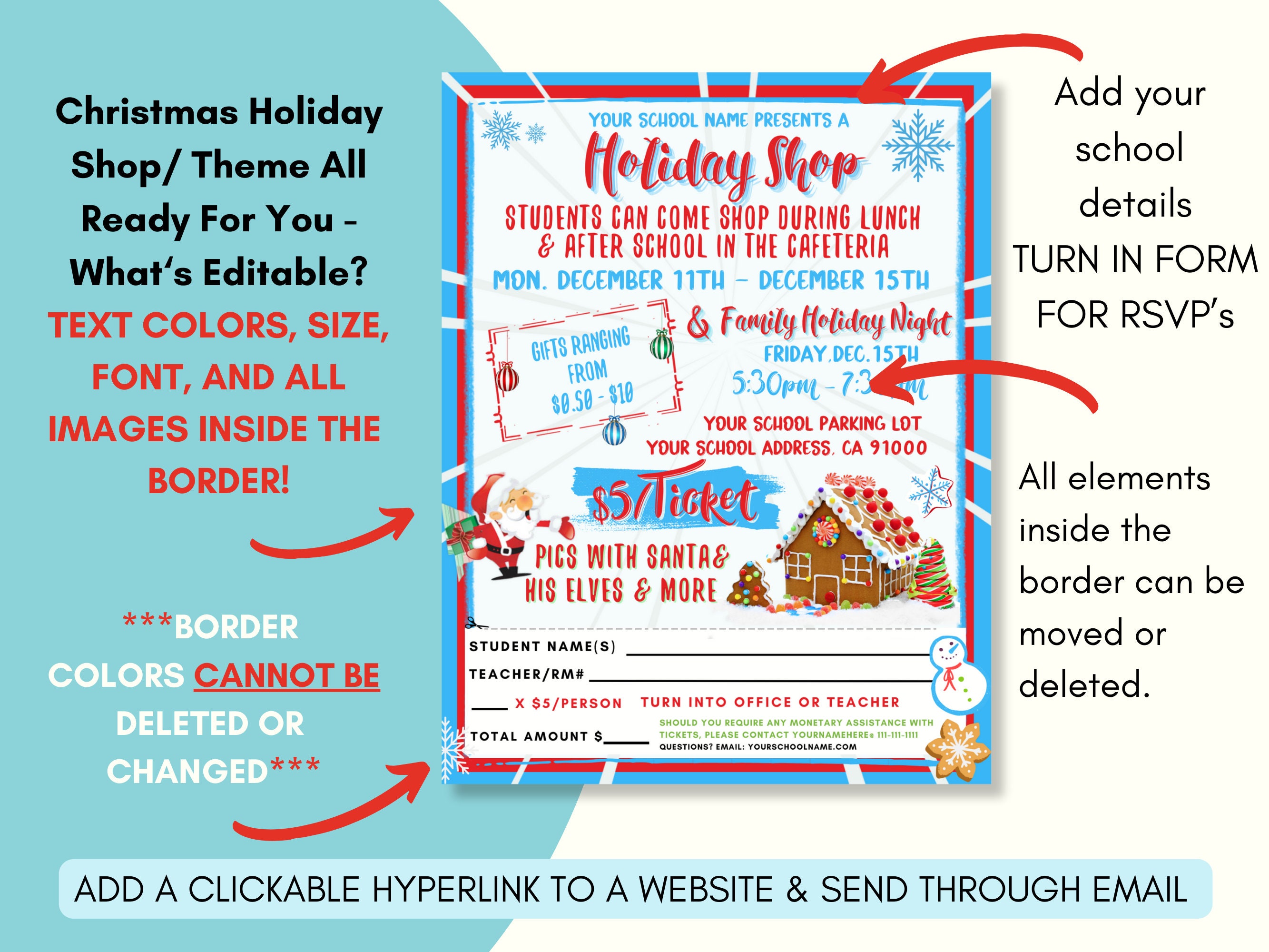 EDITABLE Christmas Invitation, Holiday Party Flyer, Pta, Pto School ...