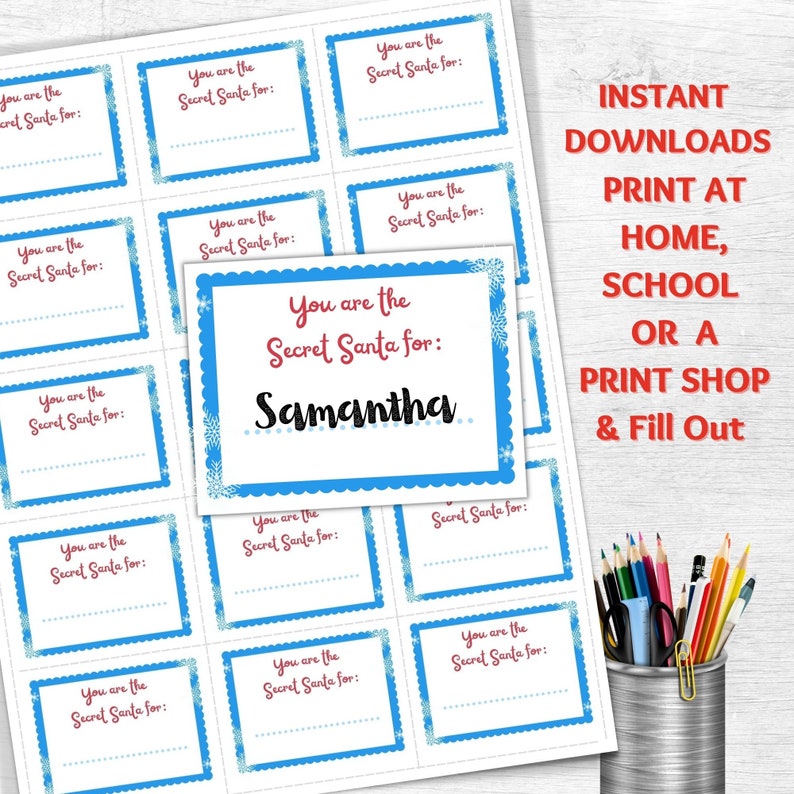 Secret Santa Questionnaire for Kids Printable, Christmas Gift Exchange ...