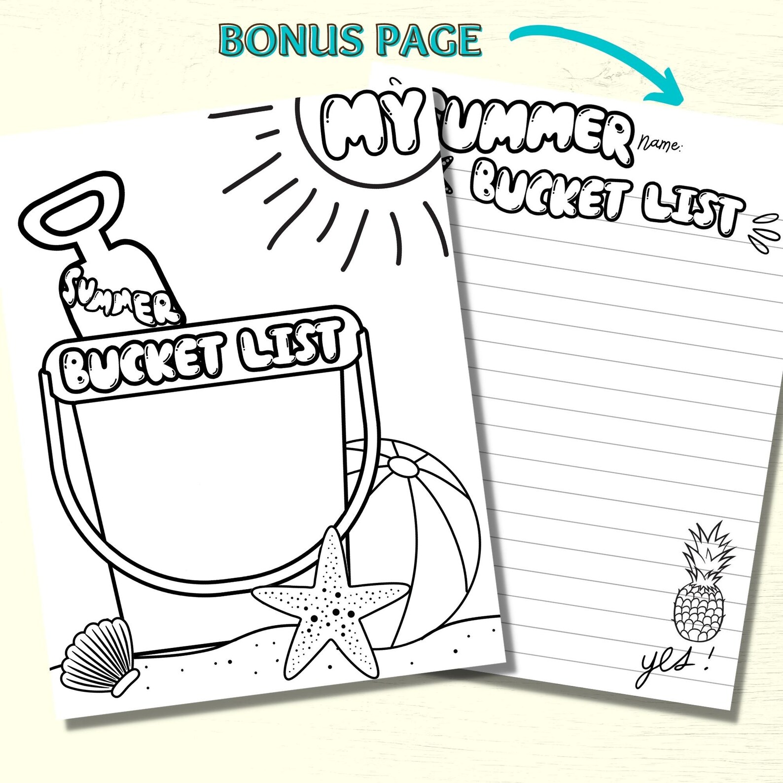 Summer Printable Bucket List BUNDLE & Activity Page Kindergarten ...