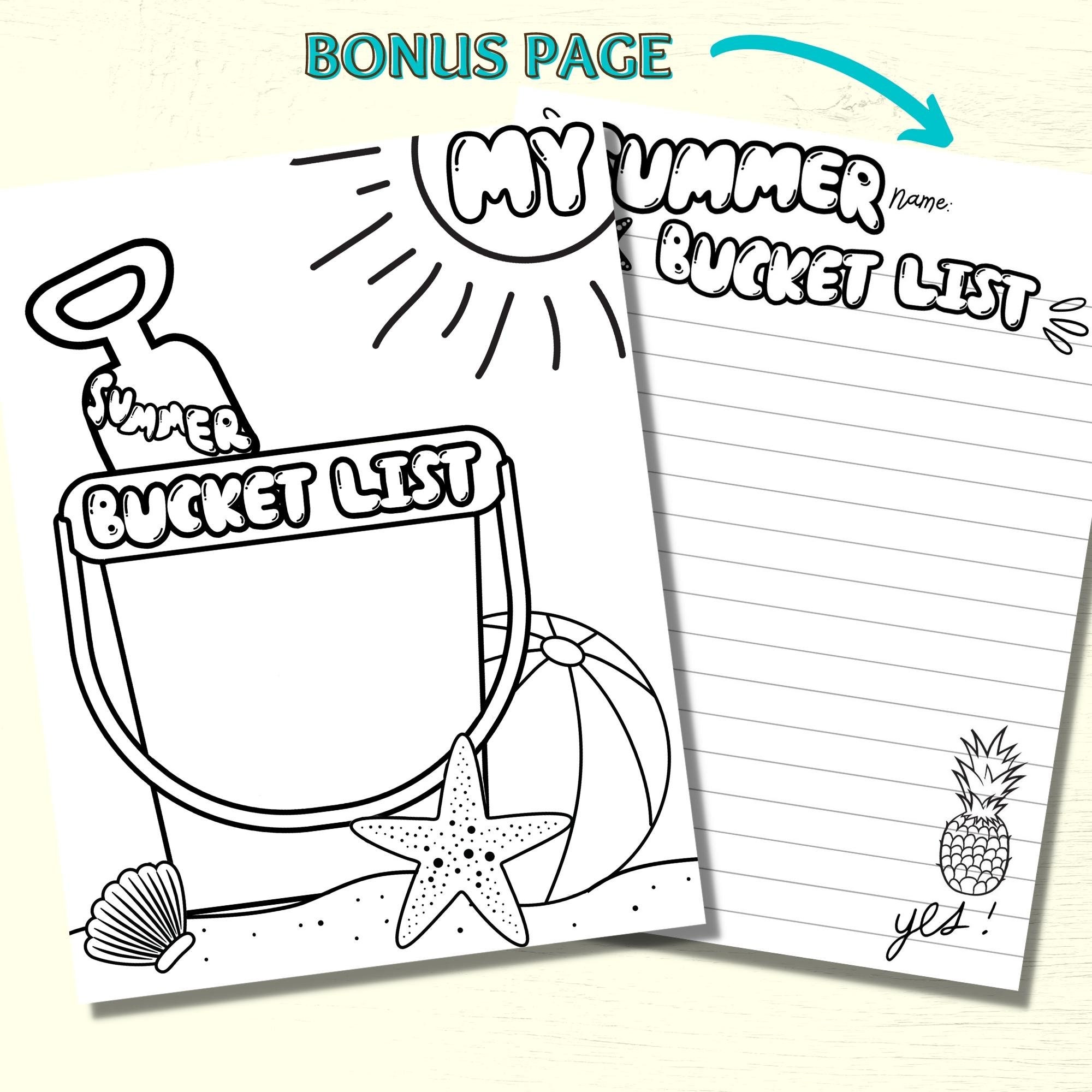 Summer Printable Bucket List BUNDLE & Activity Page Kindergarten ...