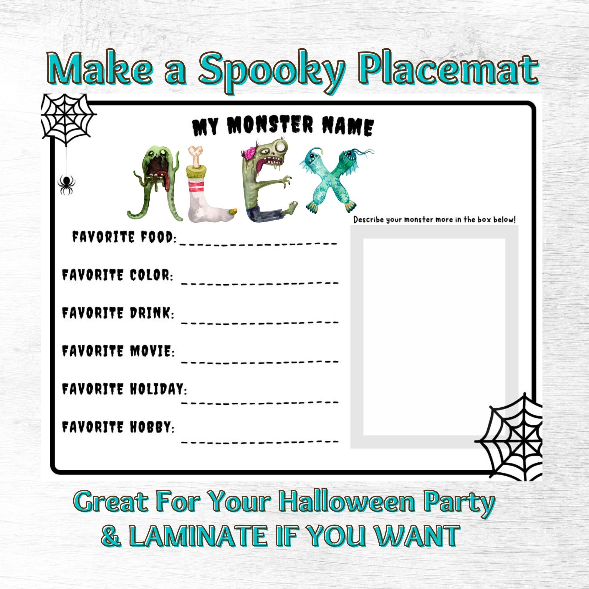 Halloween Coloring Activity Printables, Spooky Coloring Placemat ...