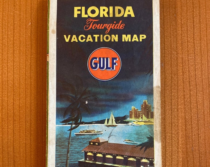 1950s Florida Tourguide Vacation Map of Florida Vintage 1950s Gulf ...