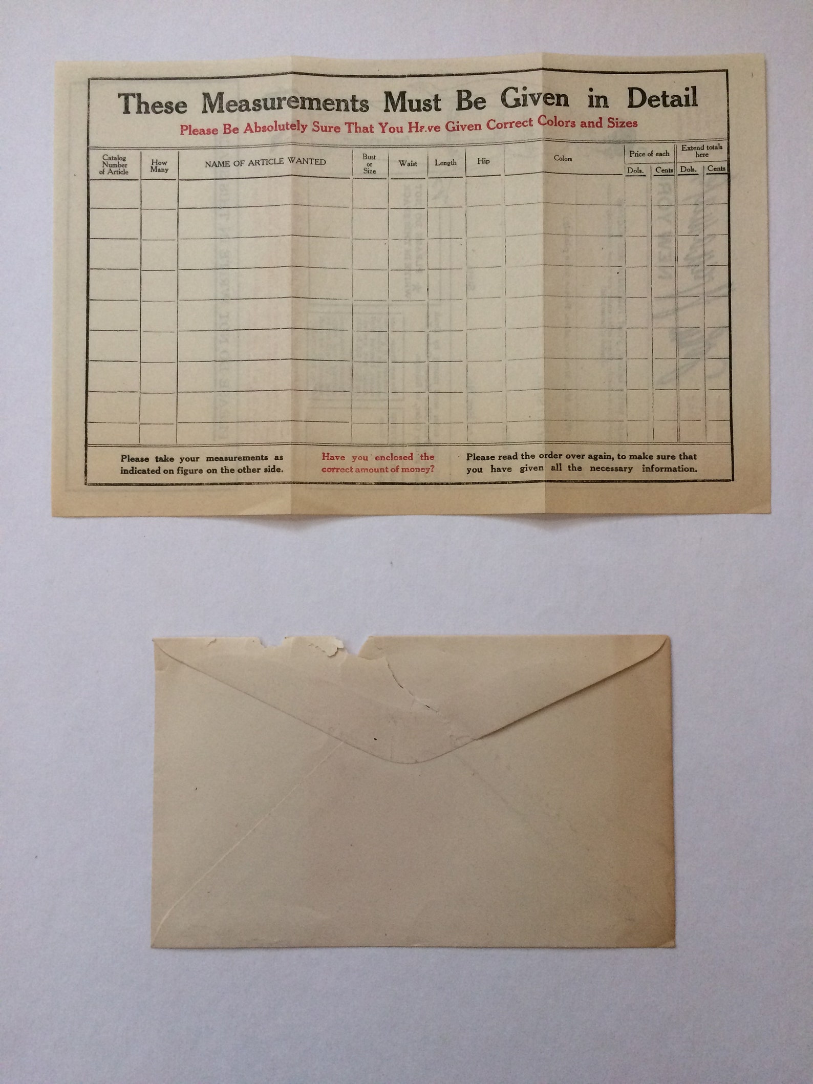 John Wanamaker NYC Mail Order Form and Envelope Circa 1920s | Etsy