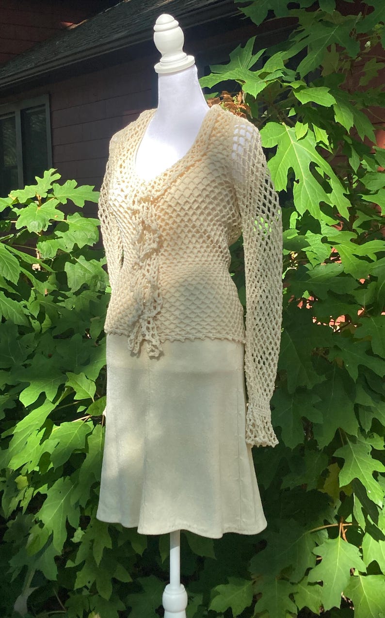 1960s Mady Gerrard Original Crochet and Knit Dress Set in Winter White ...