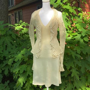 1960s Mady Gerrard Original Crochet and Knit Dress Set in Winter White ...