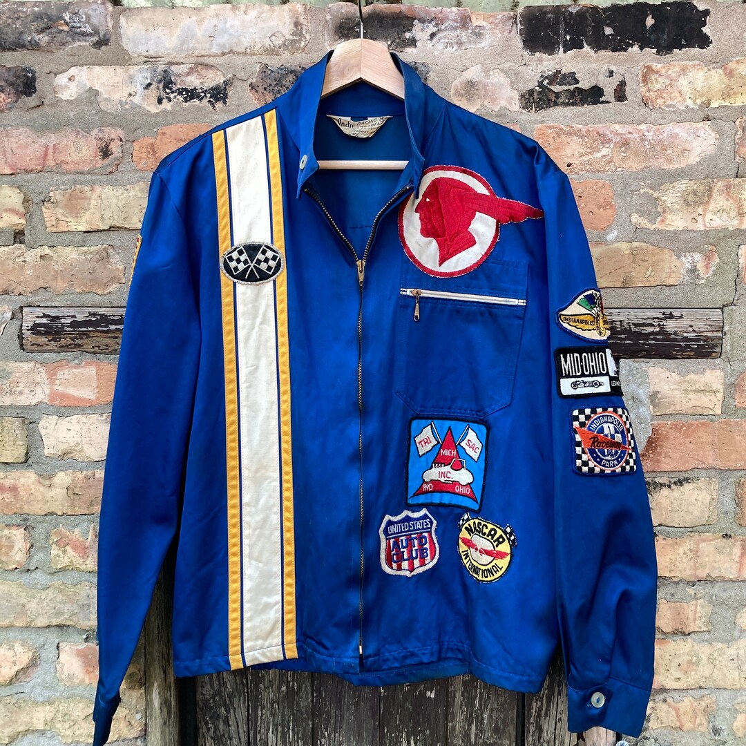 1960s Indy Speedway Racing Jacket Blue Yellow White With Many Patches ...