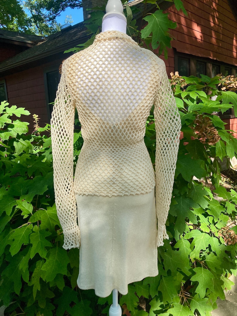 1960s Mady Gerrard Original Crochet and Knit Dress Set in Winter White ...