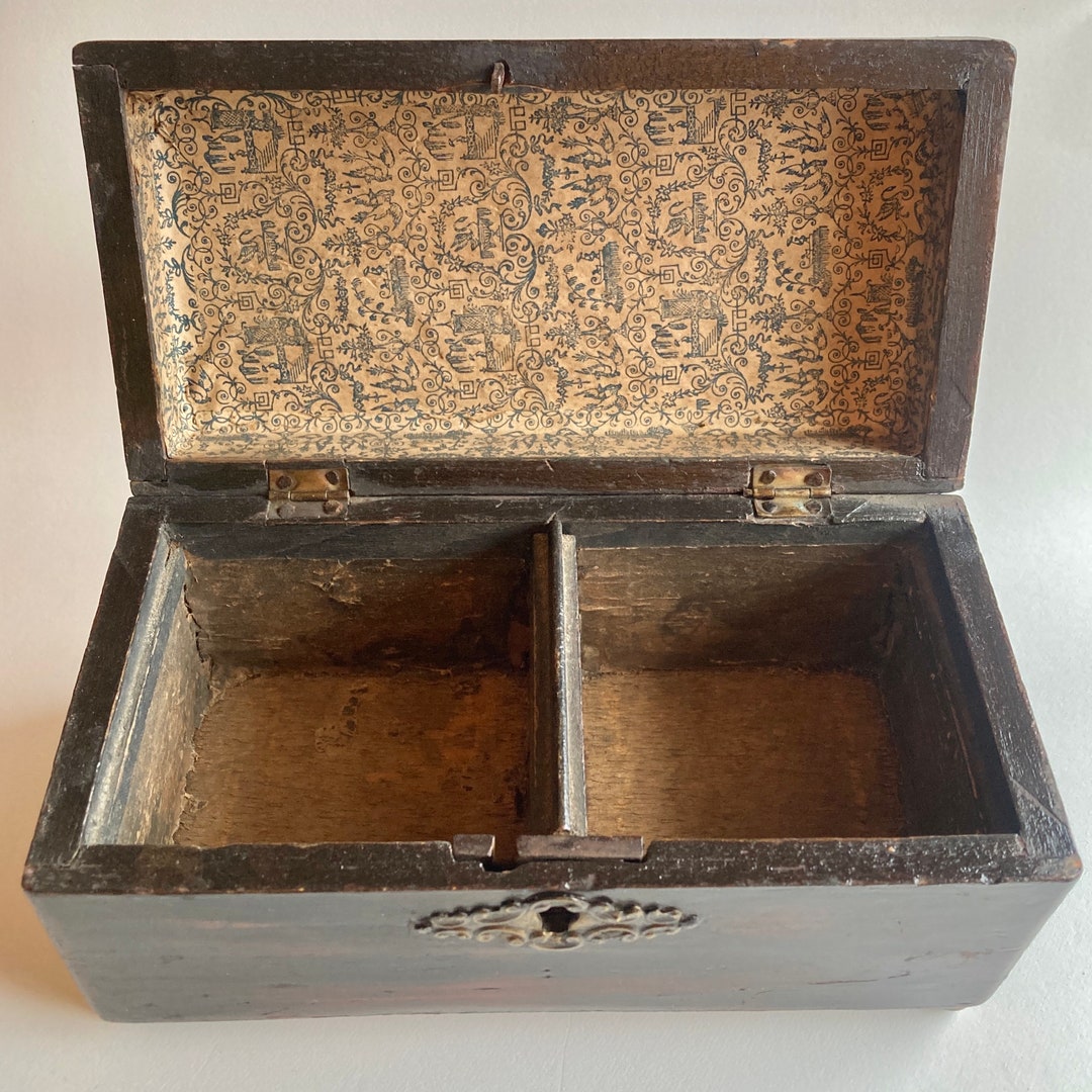 19th C Tea Caddy Tea Storage Box Antique Wooden Teaware Victorian ...