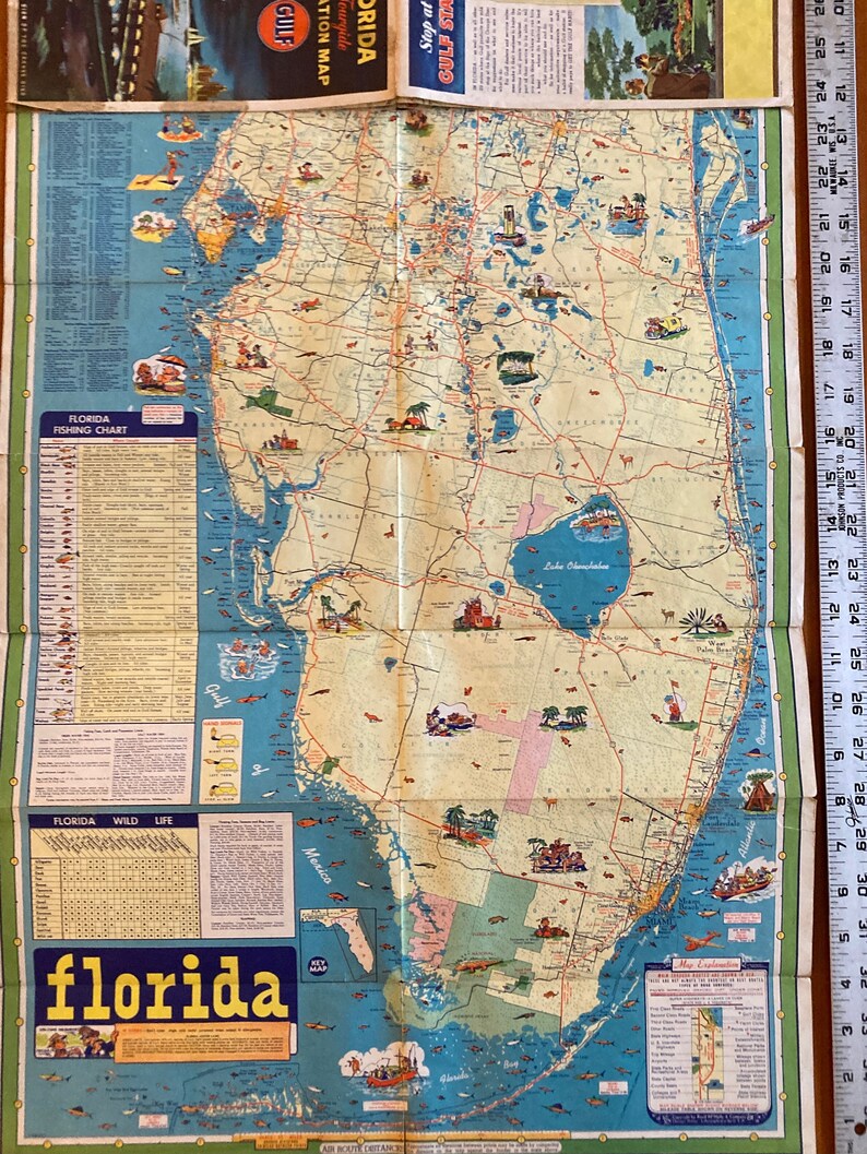 1950s Florida Tourguide Vacation Map of Florida Vintage 1950s - Etsy