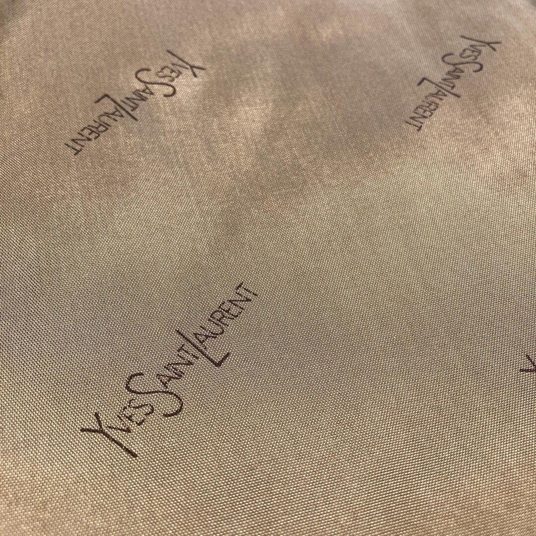 True Vintage Yves Saint Laurent YSL Bronze Brown Logo Satin Fabric ...