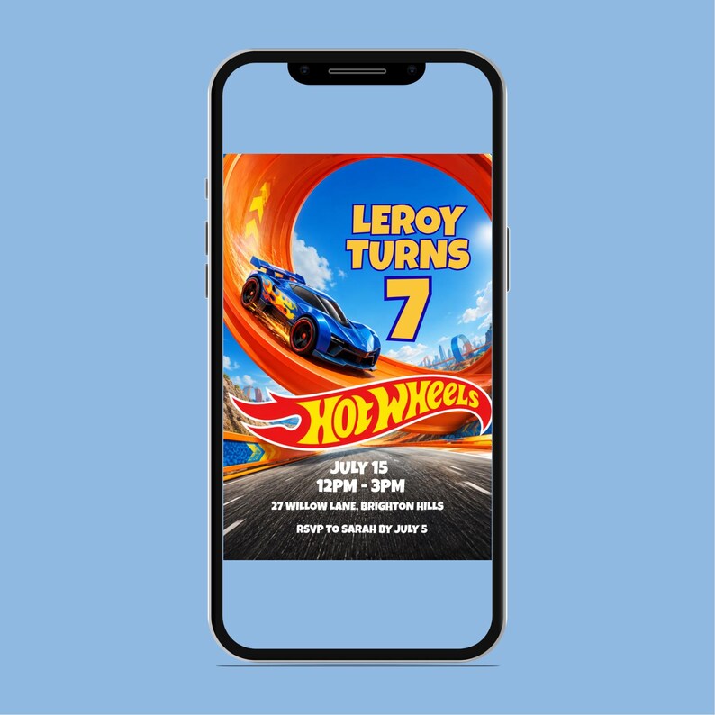 Hot Wheels 7th Birthday Invitation Template, Editable Race Car Party ...