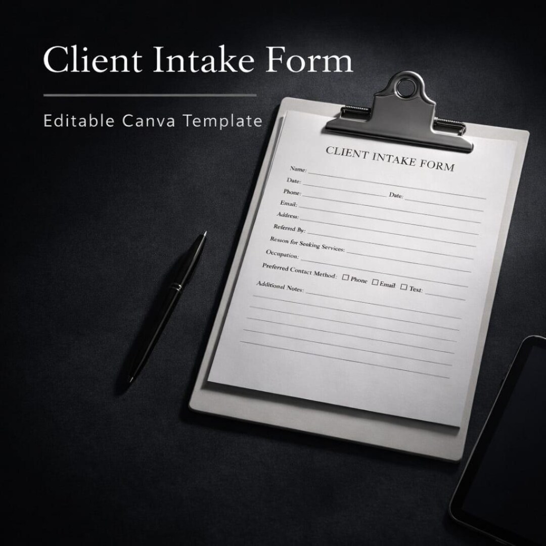 Client Intake Form Template Canva Editable PDF – Freelance Consultation ...