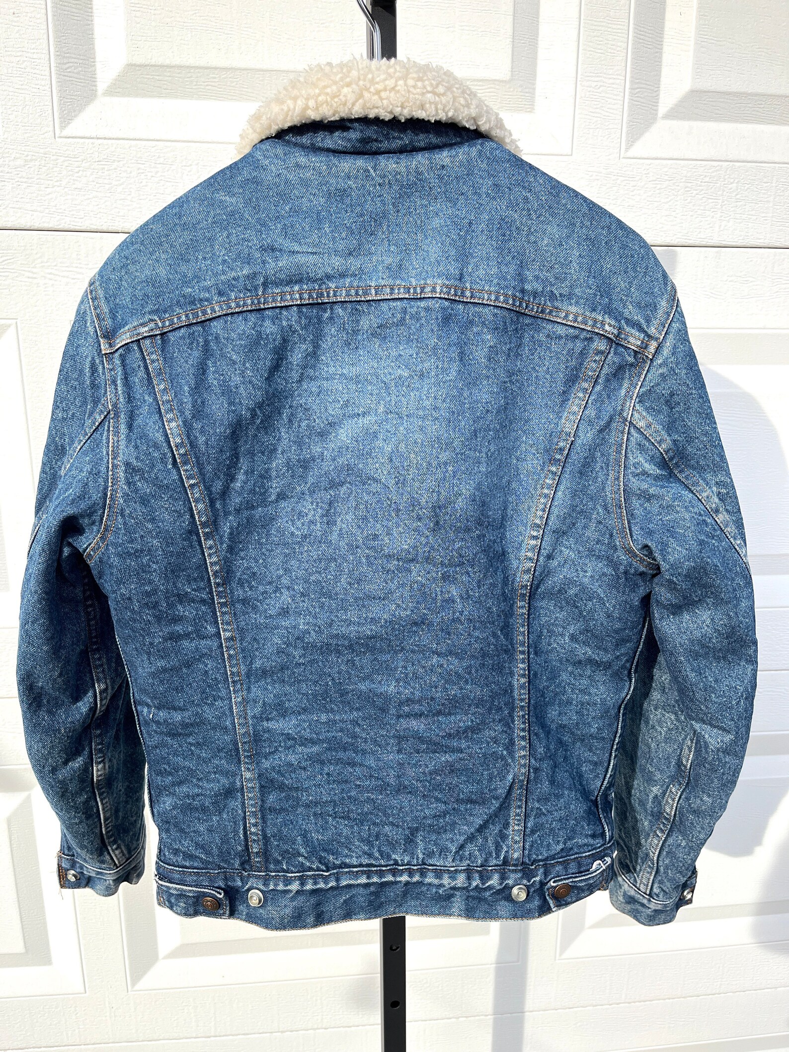 VTG 80s Levi's Blue Denim Sherpa Trucker Jacket 36 Punk Goth Biker ...