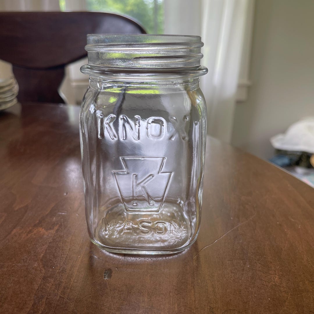 Vintage Knox Mason Clear Quart Jar - Etsy