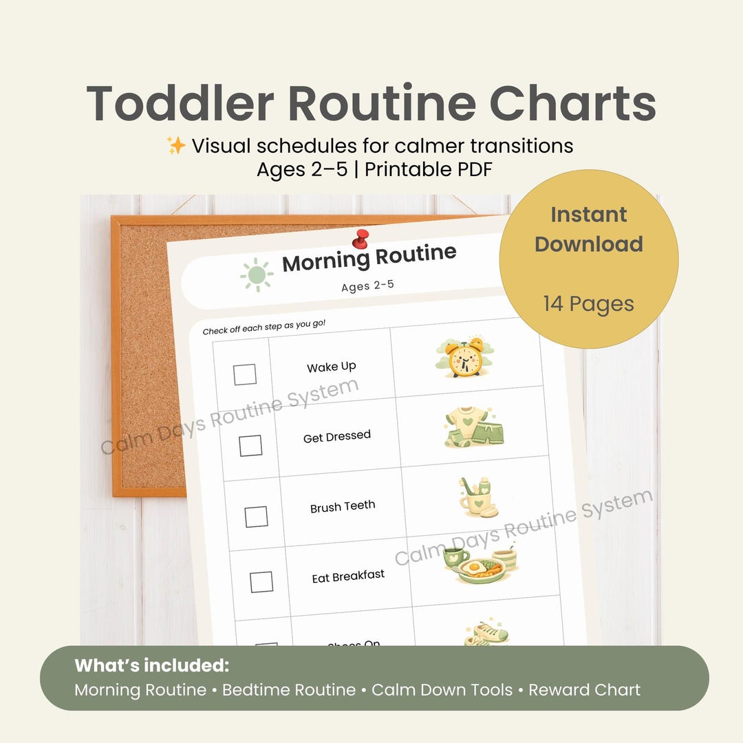 Toddler Routine Chart | Visual Schedule, Calm Down Corner (digital ...
