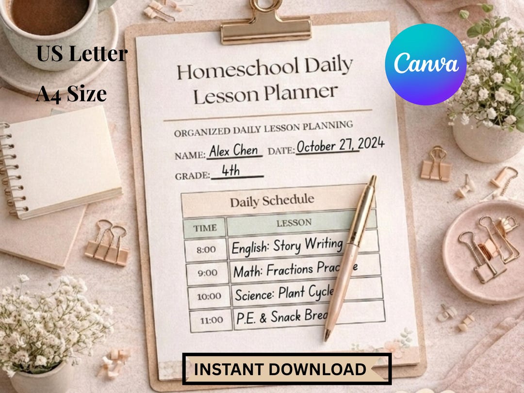 Homeschooling Daily Planner | Homeschool Lesson Plan Printable ...