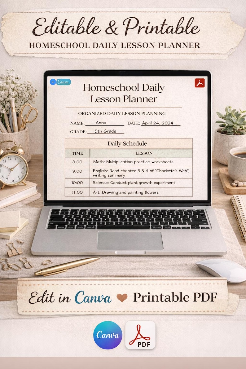 Homeschooling Daily Planner | Homeschool Lesson Plan Printable ...