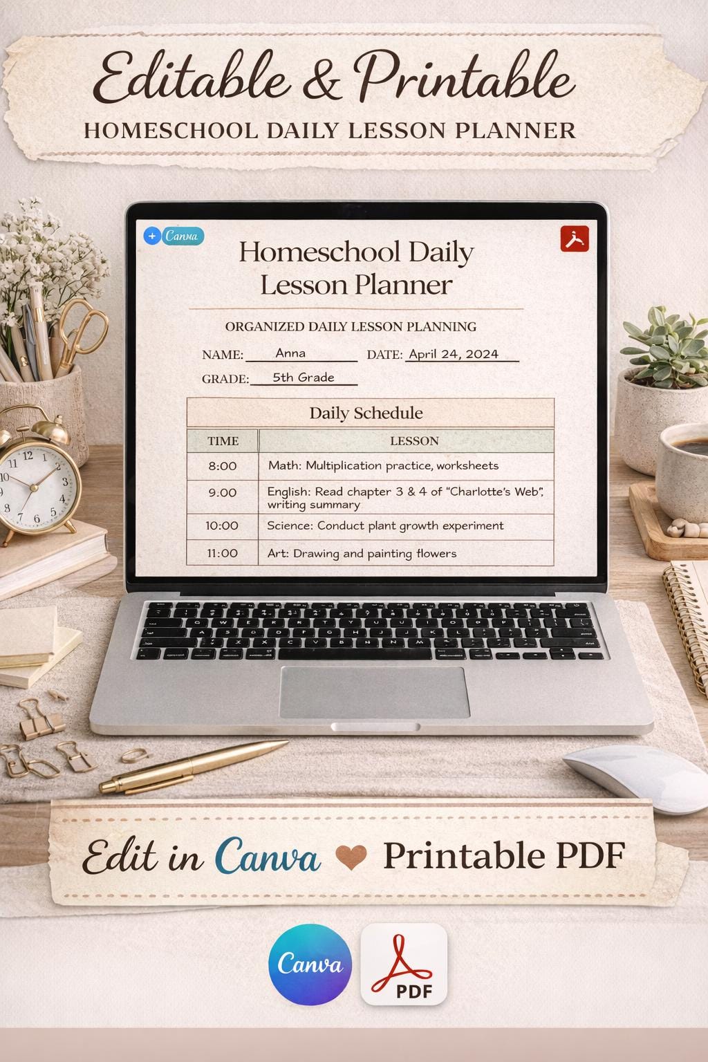 Homeschooling Daily Planner | Homeschool Lesson Plan Printable ...