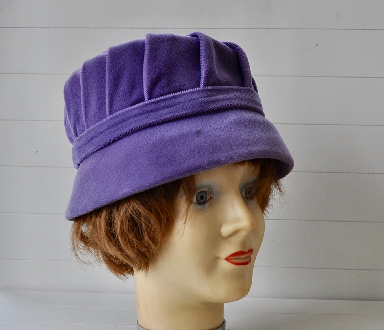 Mod Vintage Pastel Purple Bucket Hat/vintage 1960s/lavender Velveteen ...