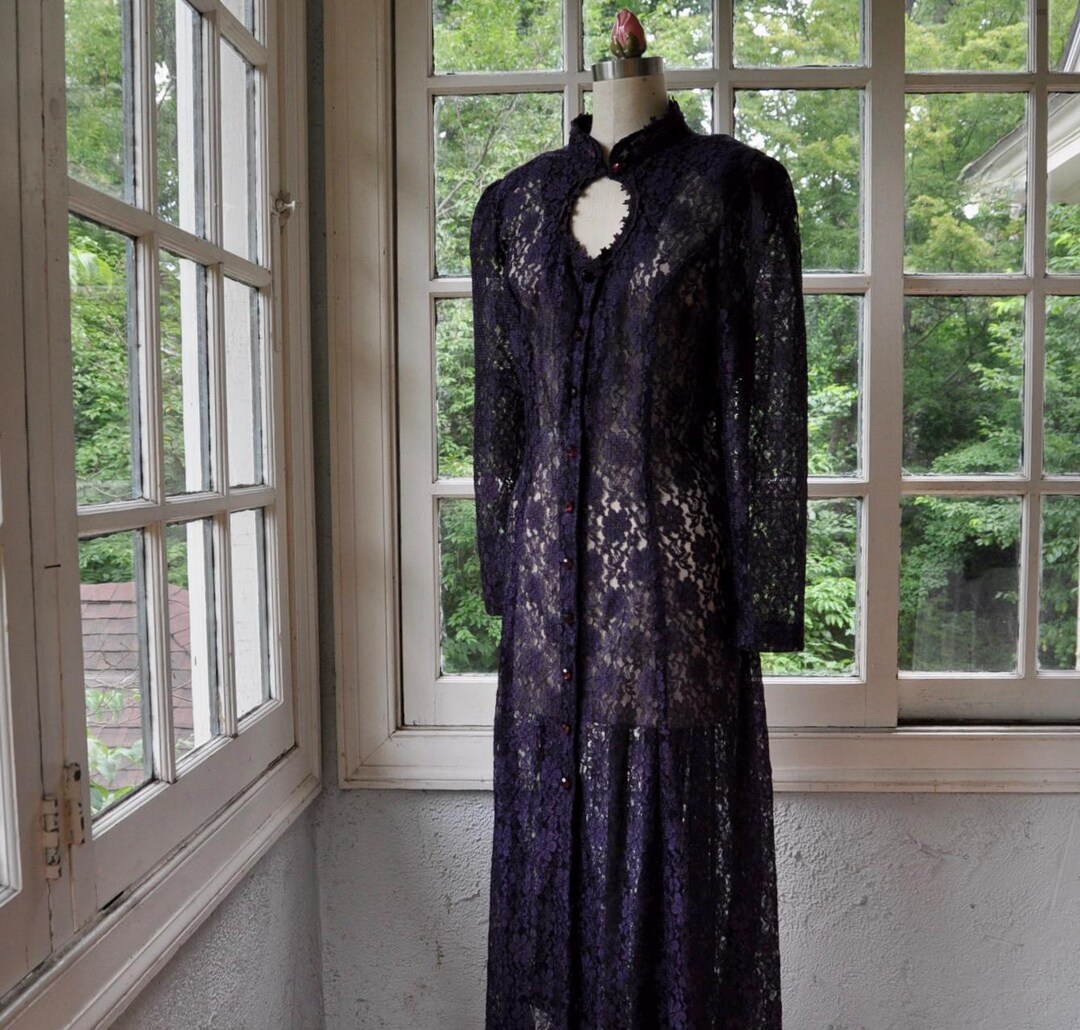 Black Lace Goth Princess Prairie Dress/vintage 1980s/joni Blair Maxi ...