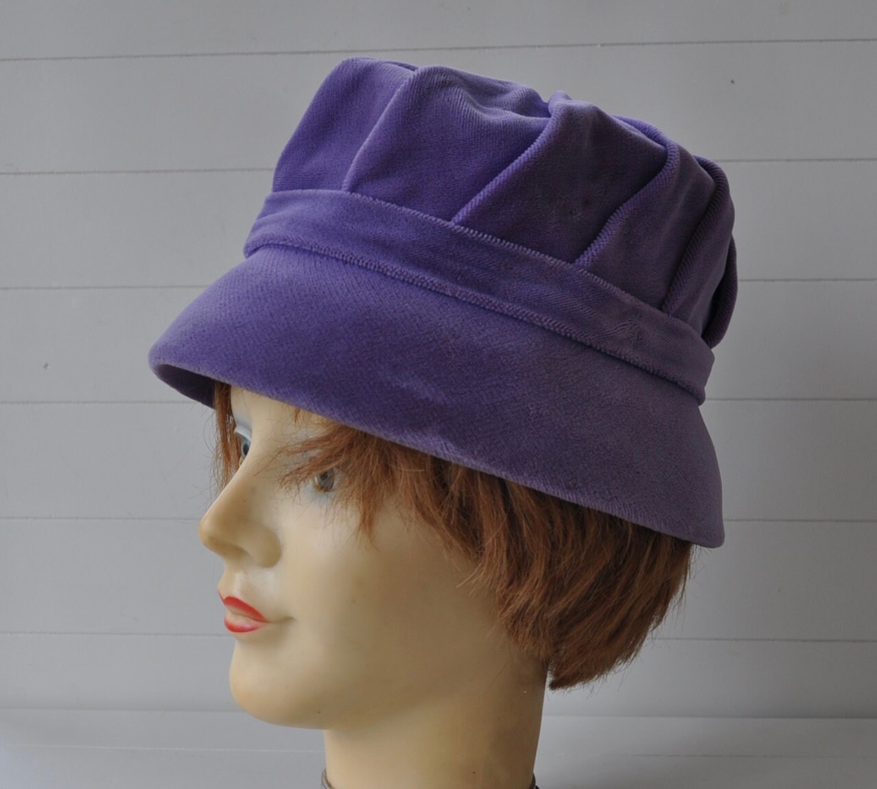Mod Vintage Pastel Purple Bucket Hat/vintage 1960s/lavender Velveteen ...