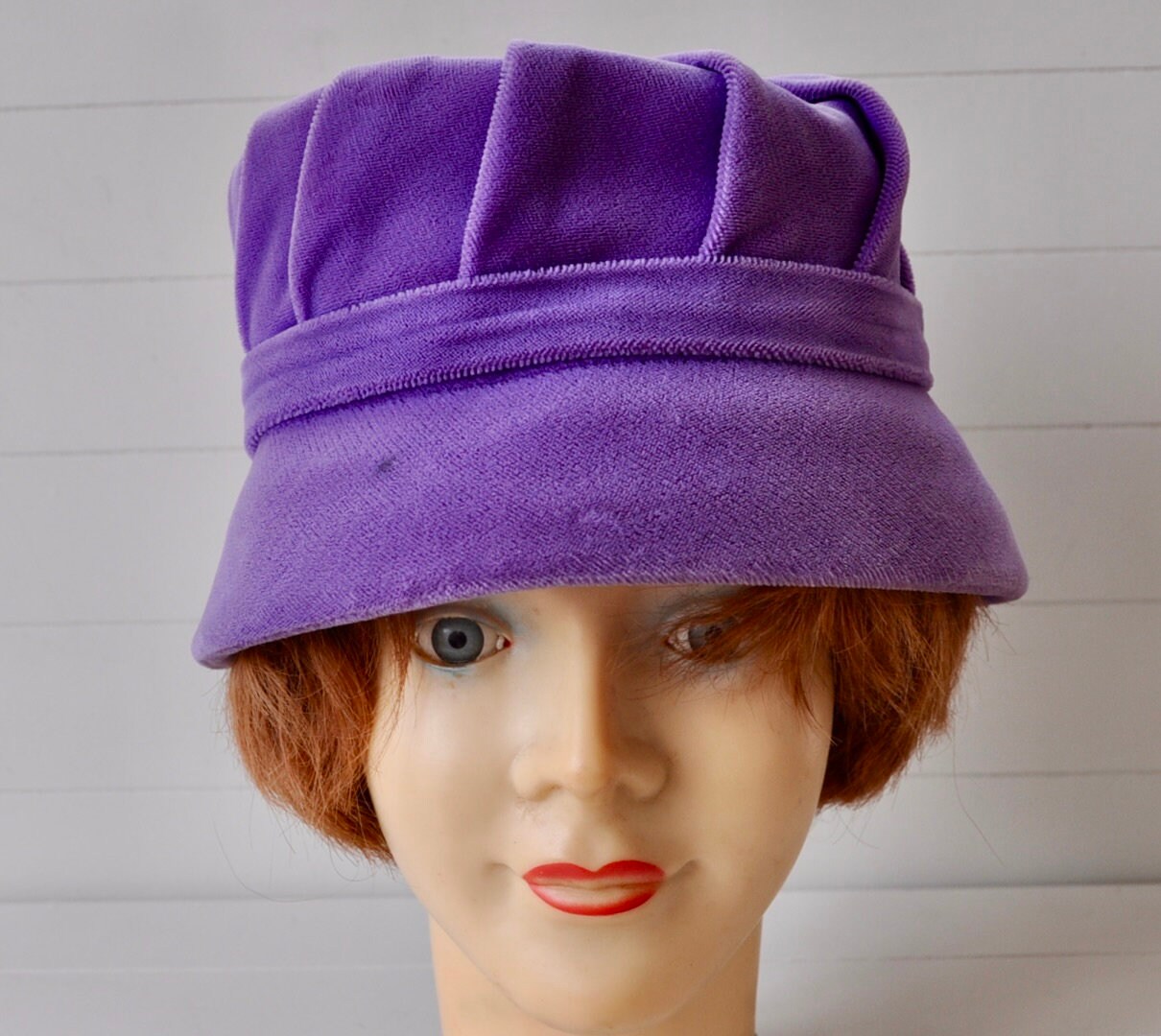 Mod Vintage Pastel Purple Bucket Hat/vintage 1960s/lavender Velveteen ...