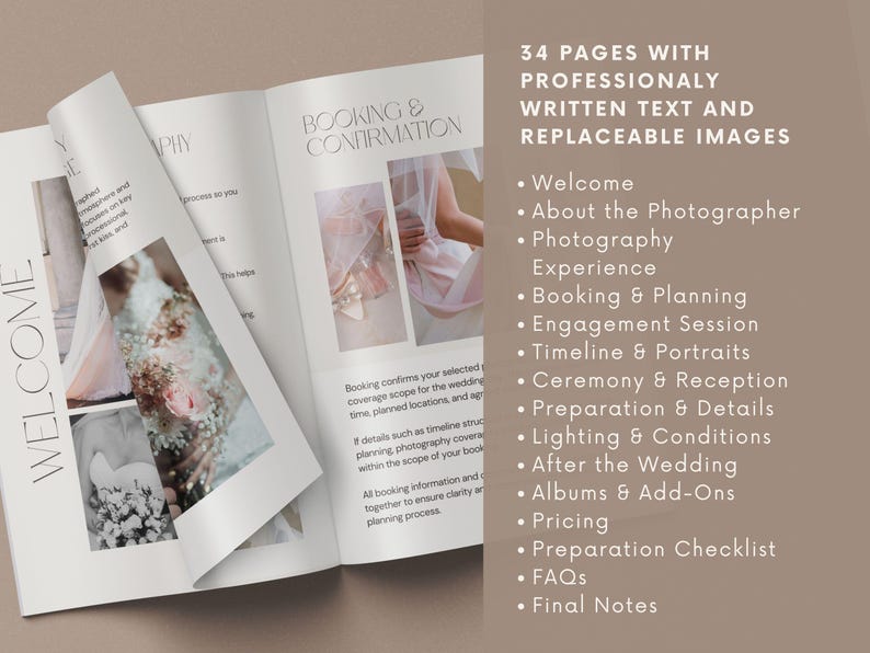 Wedding Photography Welcome Guide, Client Forms Set Canva Template ...