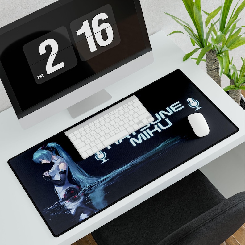 Sleek Cyber Diva Miku Aesthetic Desk Mat | Vocaloid Hatsune Miku XL ...