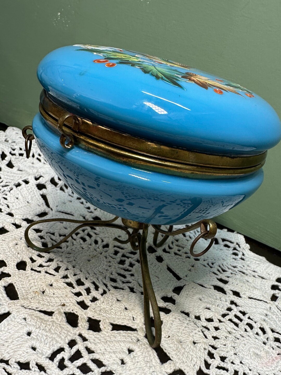 Antique Victorian France Limoges Delphite Porcelain BOX Dresser Powder ...