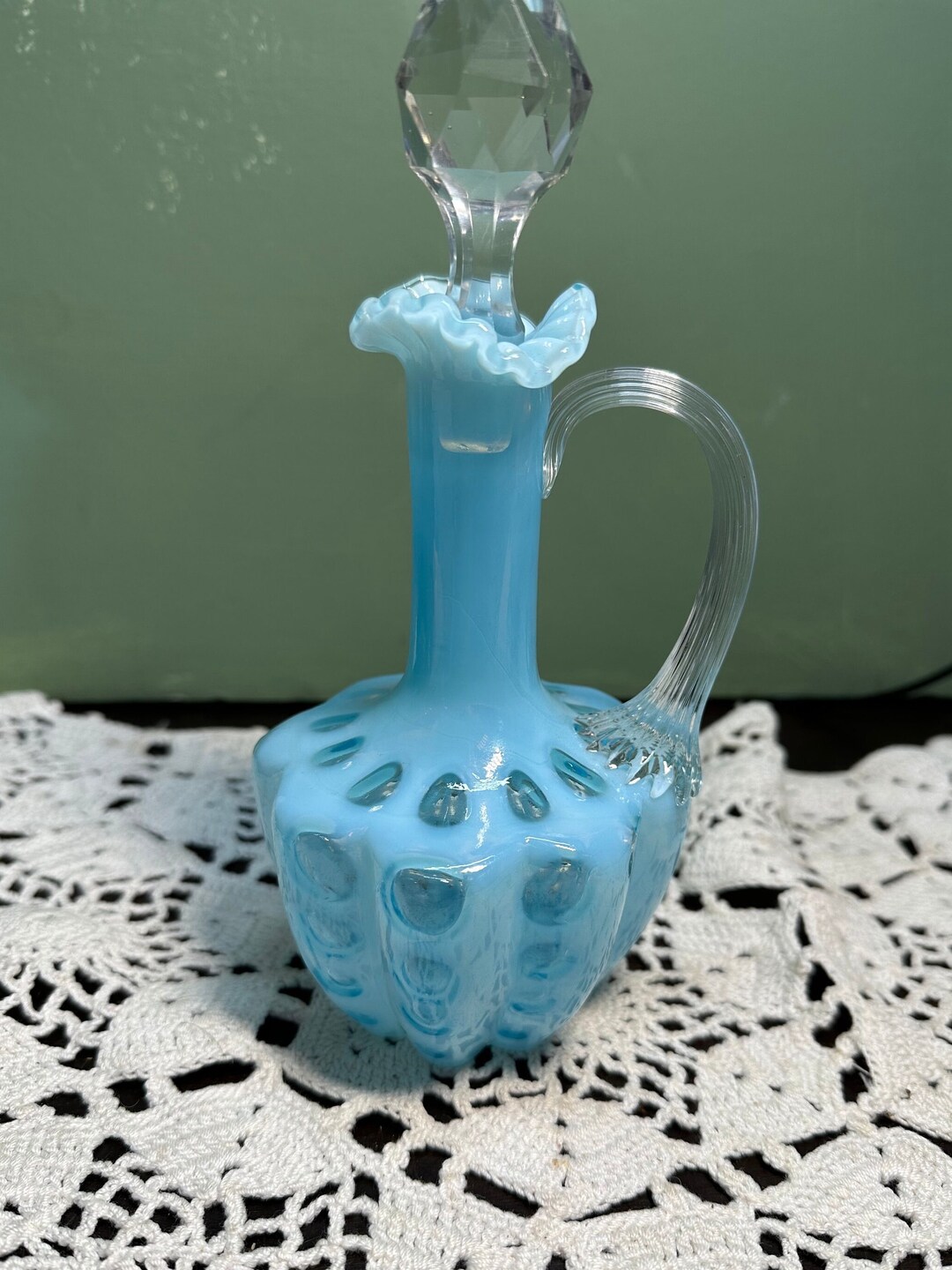 Antique CRUET Windows Sapphire Blue Glass Opalescent Opal Antique ...