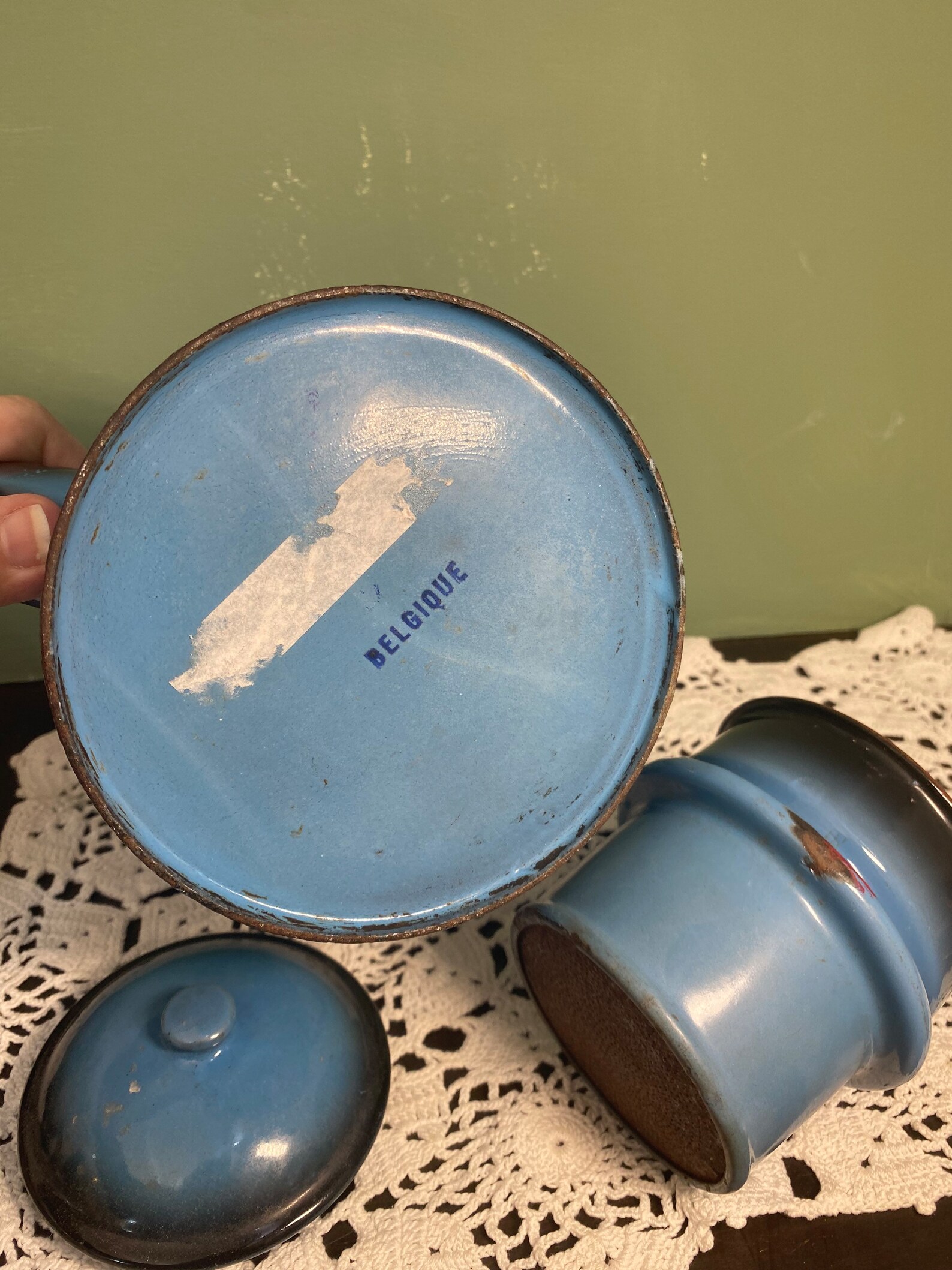 Antique COFFEE POT Belgique Tea Kettle Pan Pot Kitchen Enamel - Etsy