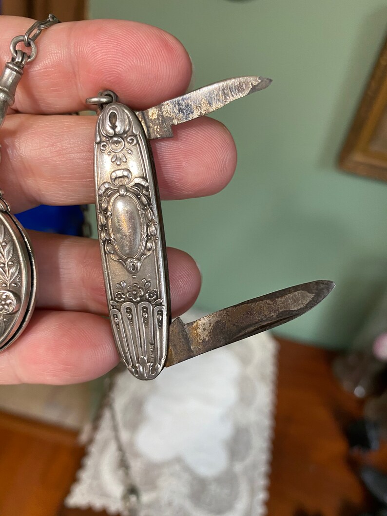 Antique Victorian Chatelaine Pocket Knife Locket Perfume - Etsy