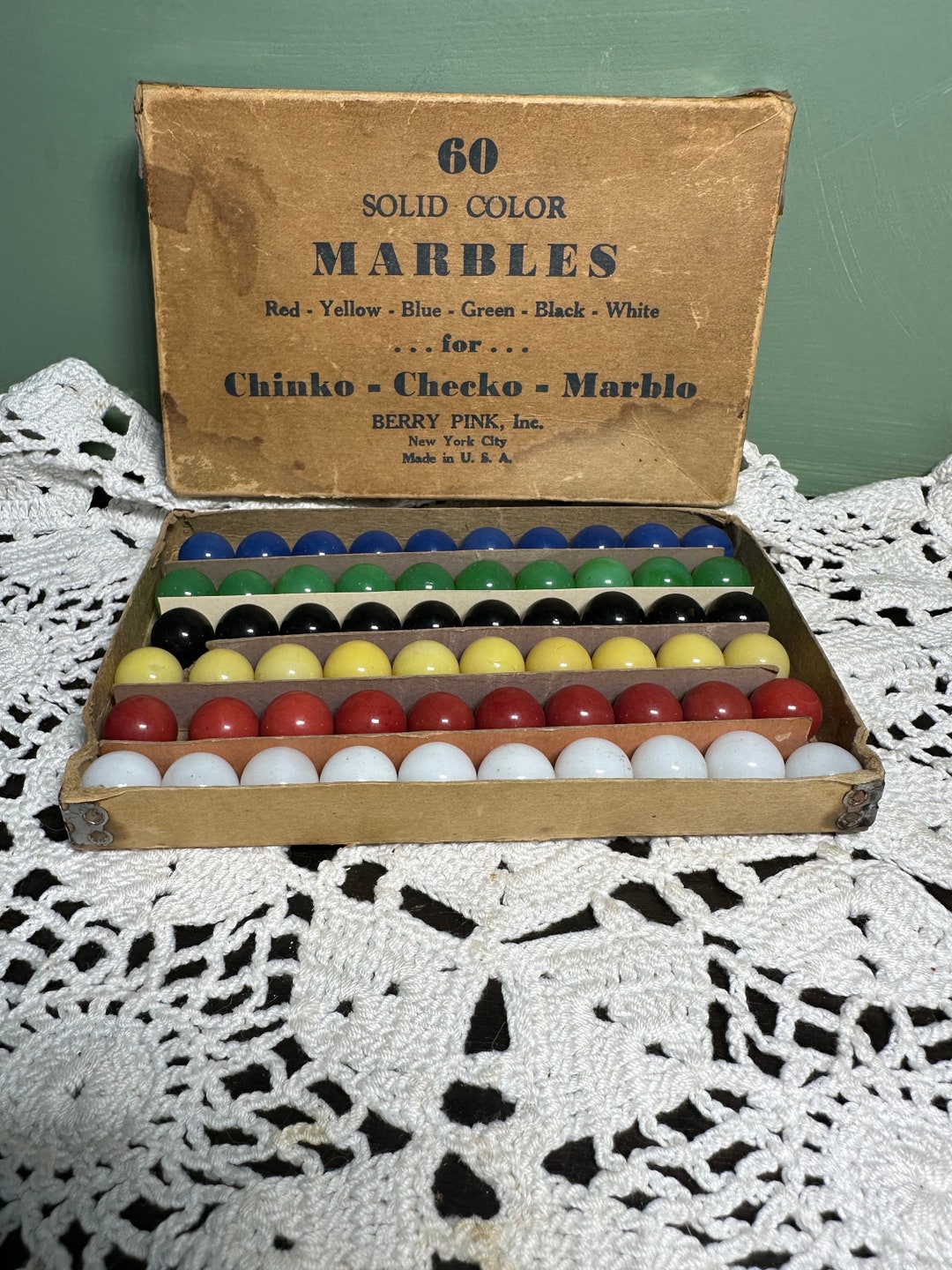 Vintage BOXED Chinko Checko MARBLES Glass Collectible Game Toy Child ...