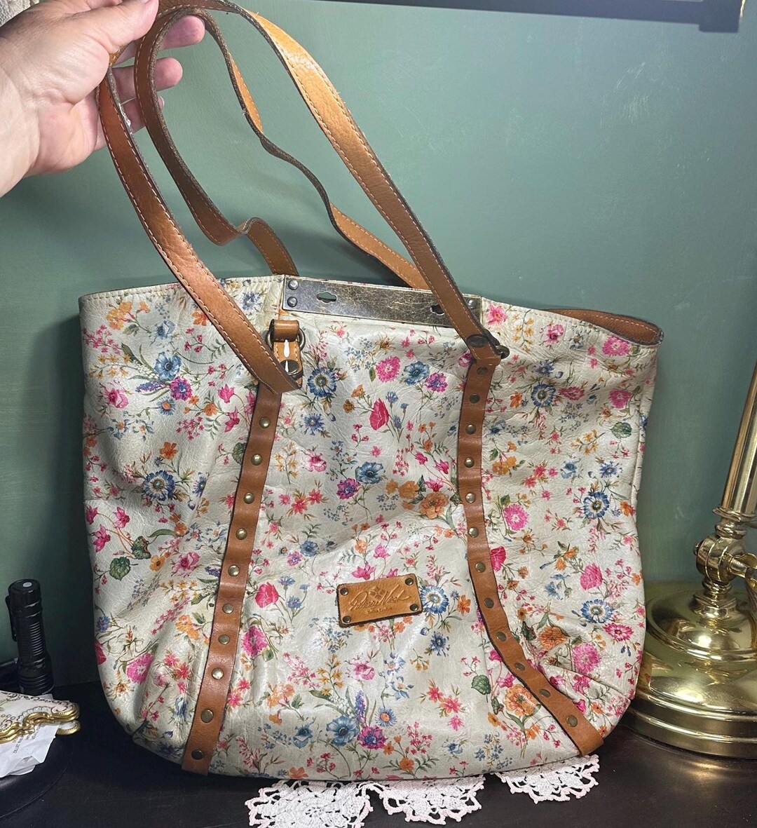 Vintage Patricia Nash PURSE Floral Leather Luggage Carry on Tote Bag ...