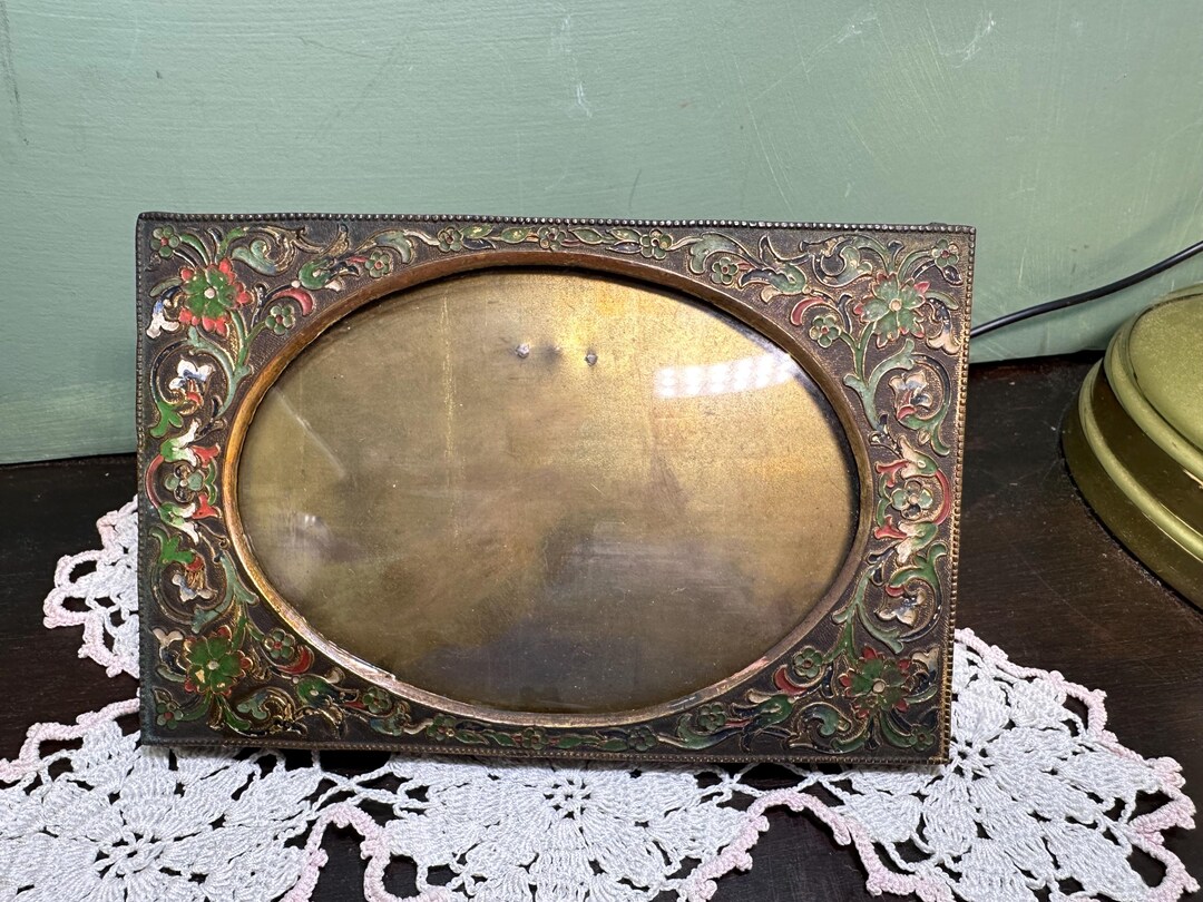 Antique Enameled FRAME AMW 22K Gold Plate Aesthetic Movement Concave ...