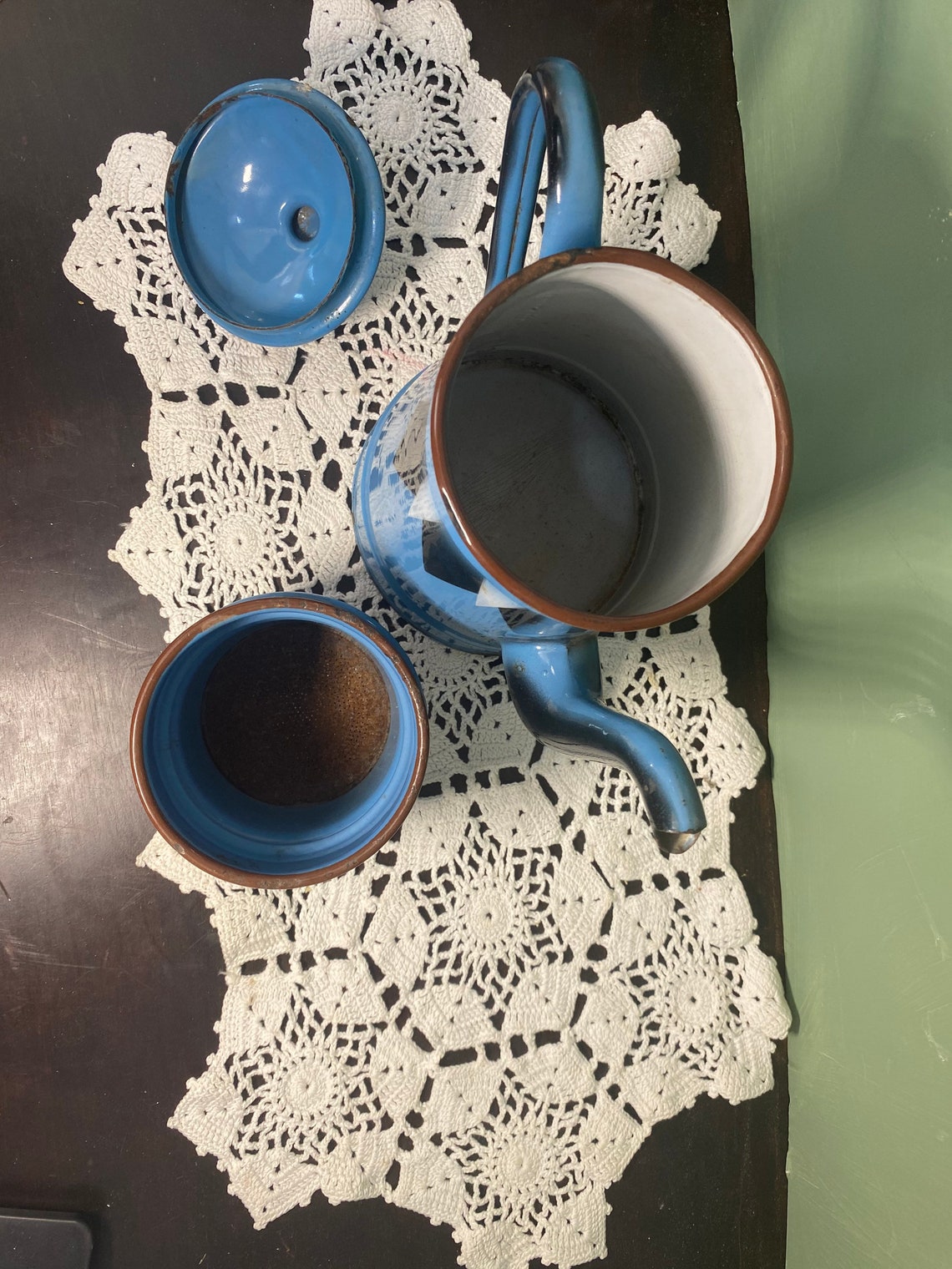 Antique COFFEE POT Belgique Tea Kettle Pan Pot Kitchen Enamel - Etsy