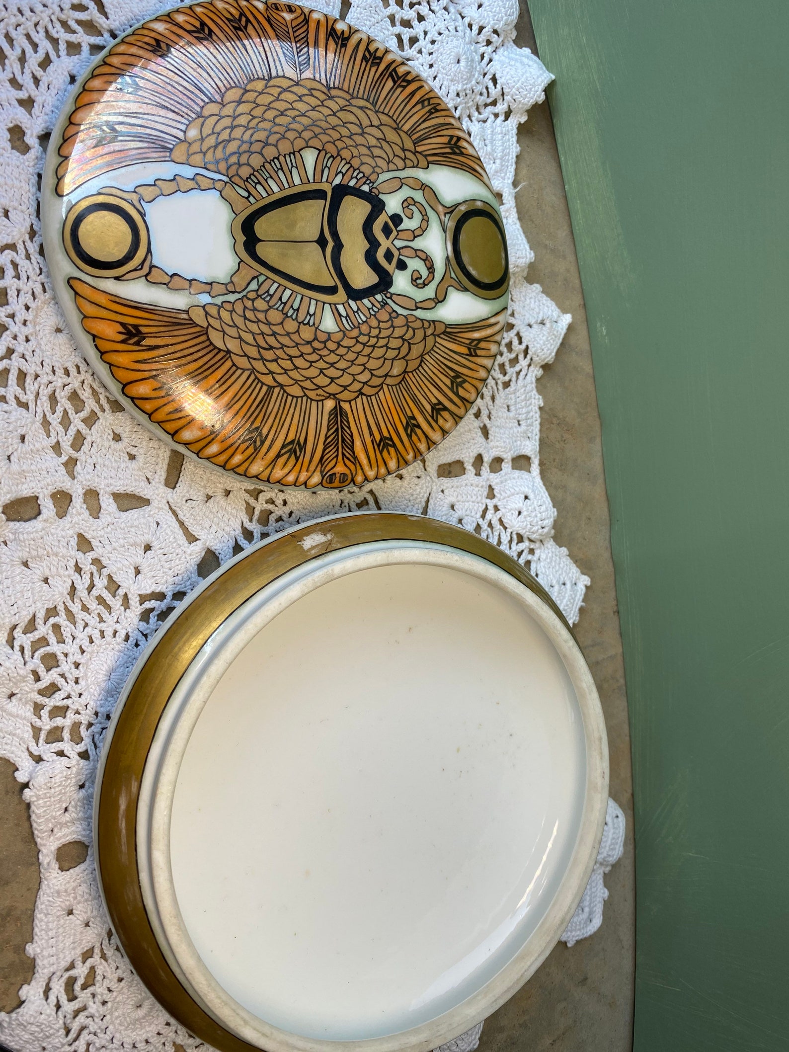 Antique Large Scarab Beetle Scorpion Limoges Artist Peters DRESSER ...