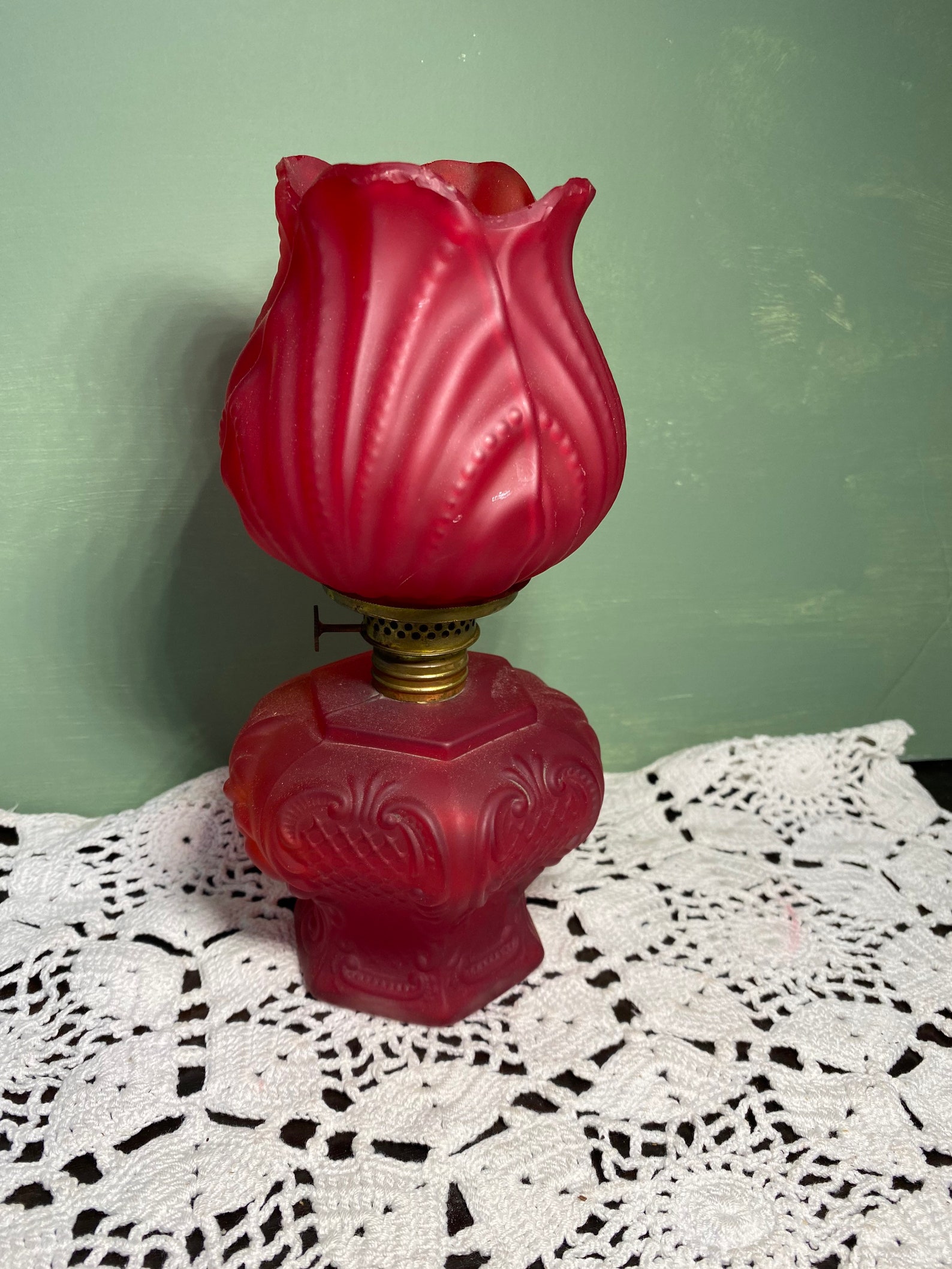 Antique Mini Miniature OIL LAMP Victorian Art Glass Electric - Etsy
