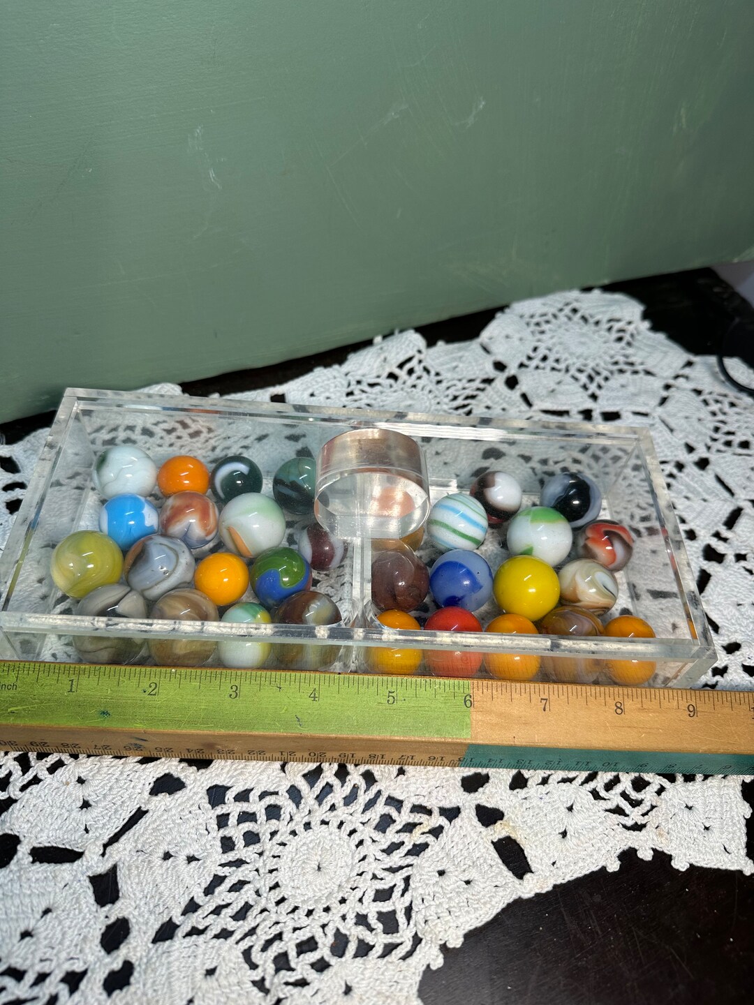 Vintage Lucite BOXED SHOOTERS Akro Agates Chinese Checkers MARBLES ...