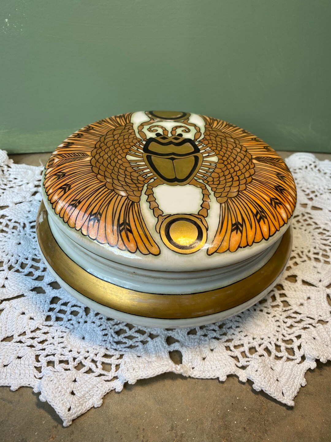 Antique Large Scarab Beetle Scorpion Limoges Artist Peters DRESSER ...